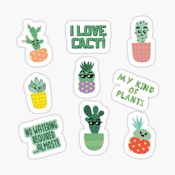 "Cute Cacti Stickers" Sticker by PicoSkyDesign | Redbubble