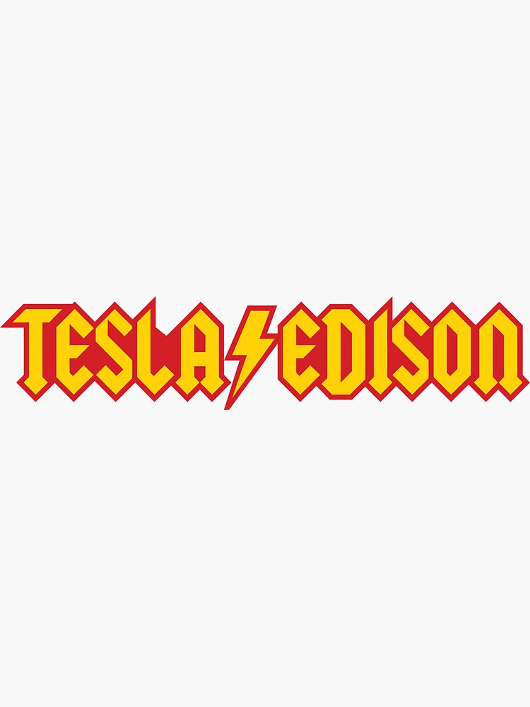 "Funny Tesla Edison logo" Sticker by adamlovers7 | Redbubble