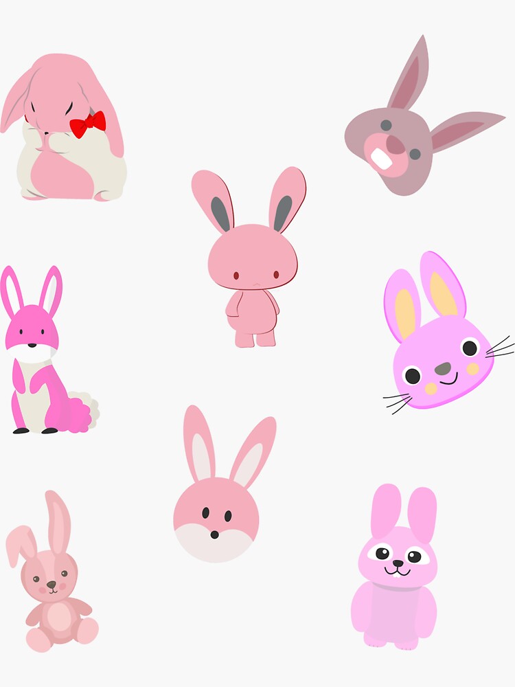 "pink rabbit " Sticker by DILLCREATION | Redbubble