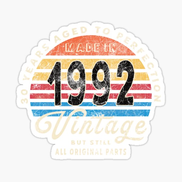 "Made in 1992" Sticker by blackdog-design | Redbubble