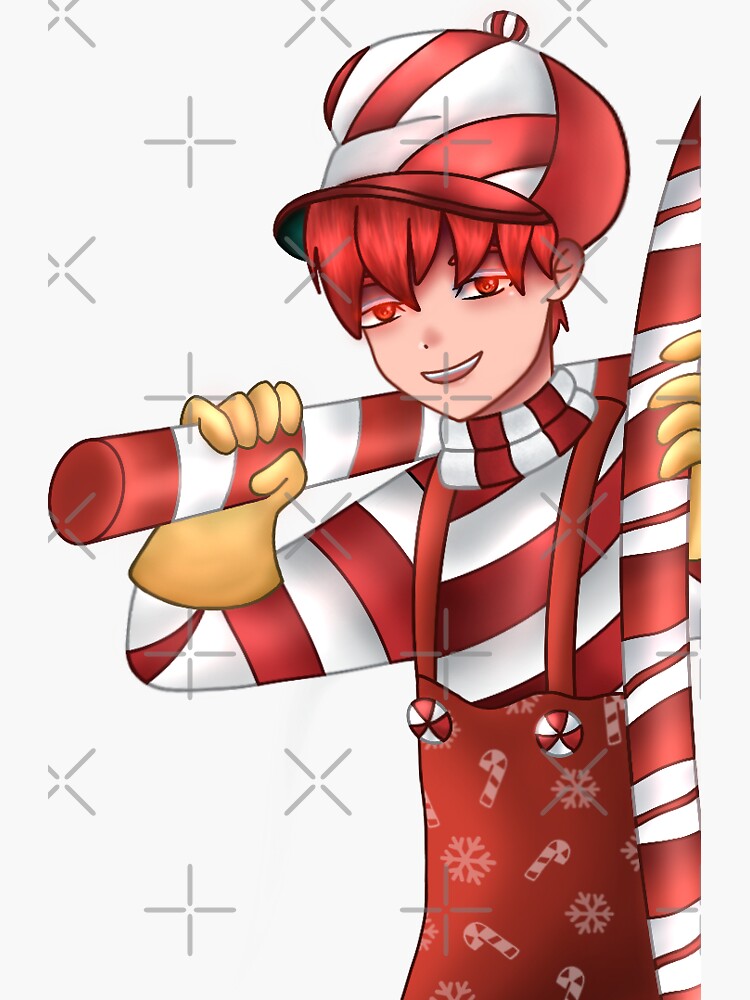 "Candy cane man (no background)" Sticker by AnokieLeaf | Redbubble