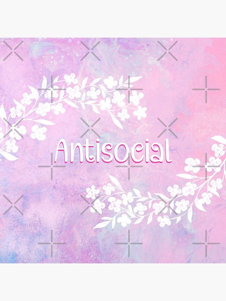 "Antisocial Watercolor Design with White Flowers and Vines Pink Purple ...