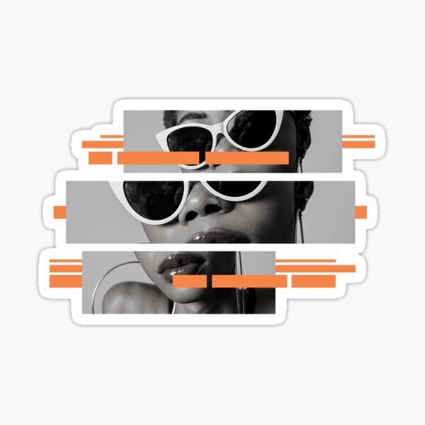"WOMAN WITH FASHION STYLE GLASSES WITH ORANGE LINE" Sticker by GOMIHO ...
