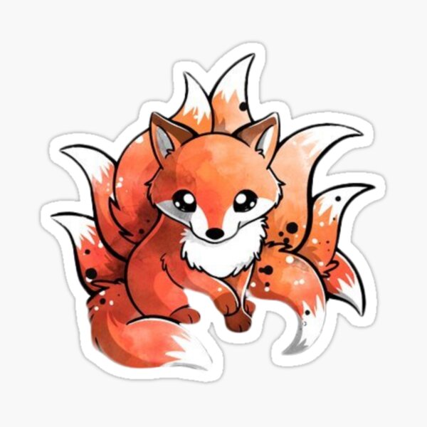 "Japanese Nine Tailed Fox Kitsune" Sticker for Sale by GymDream | Redbubble