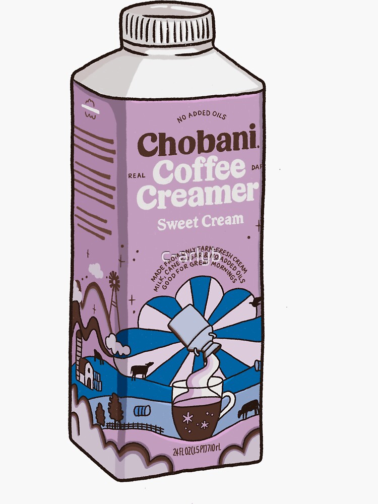 "Chobani Sweet Cream Coffee Creamer" Sticker for Sale by c-arlyb ...