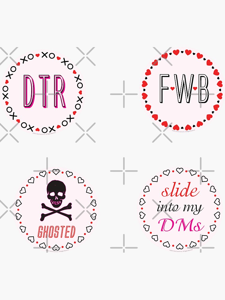 "STICKER PACK: FLIRTY LOVE: 4 sweet, round, pink stickers for couples ...