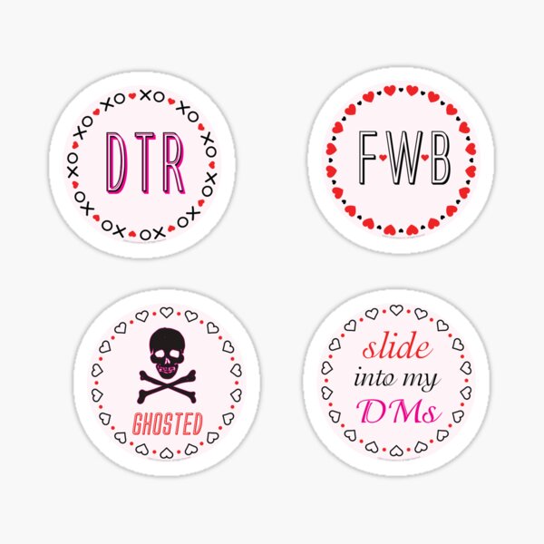 "STICKER PACK: FLIRTY LOVE: 4 sweet, round, pink stickers for couples ...