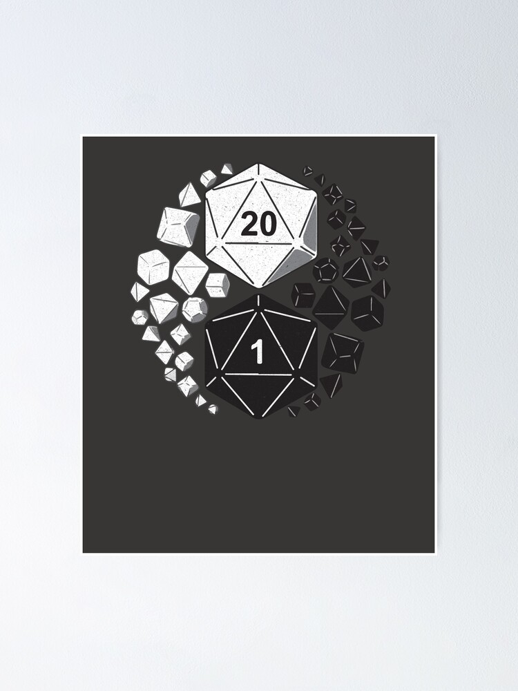 "D20 Yin Yang DnD Würfel Dungeons und Drachen drucken" Poster von ...