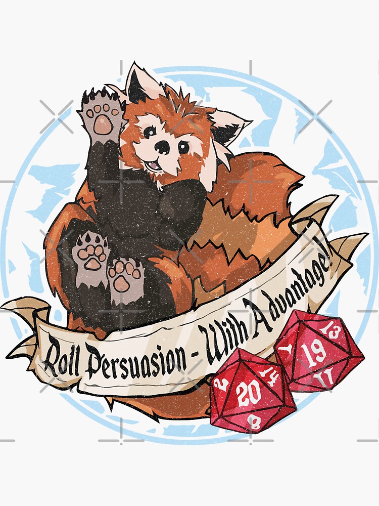 "Dnd Red Panda "Roll Persuasion With Advantage" Cute D20 Dungeon Master ...