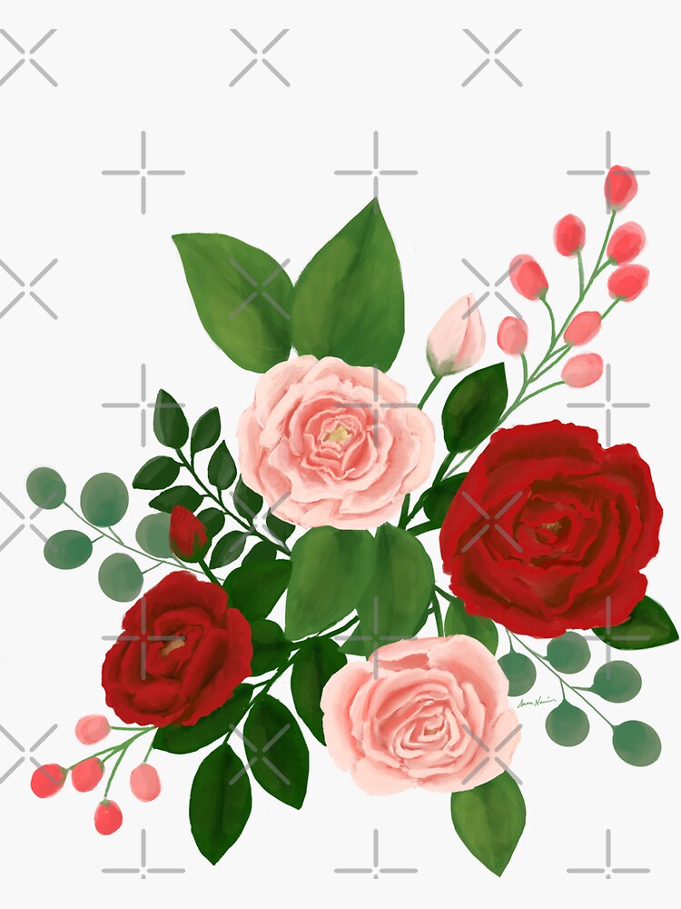 "Rose Bouquet" Sticker for Sale by AJart27 | Redbubble