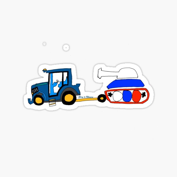 "Ukrainian tractor pulling Russian tank" Sticker for Sale by cjoubert9 ...