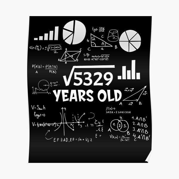 Square Root Of 5329 Math Bday 73rd Birthday 73 Years Old Poster By Square Root Of 5329 Math Bday 73rd Birthday 73 Years Old Poster By