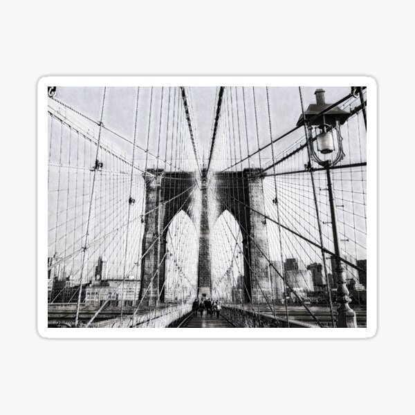 "Brooklyn Bridge, New York Black and White Picture Art" Sticker by ...