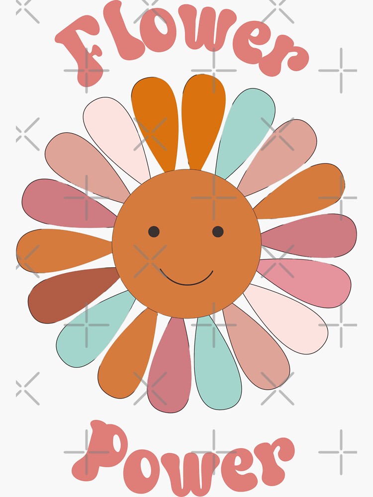 "Retro Flower Power" Sticker for Sale by HappyLifeCreate | Redbubble