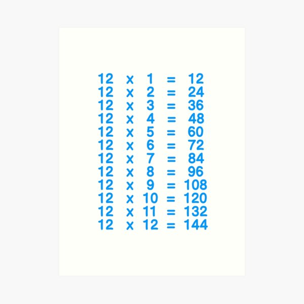 "12 X Table Twelve Times Table Learn Multiplication Tables for Kids ...