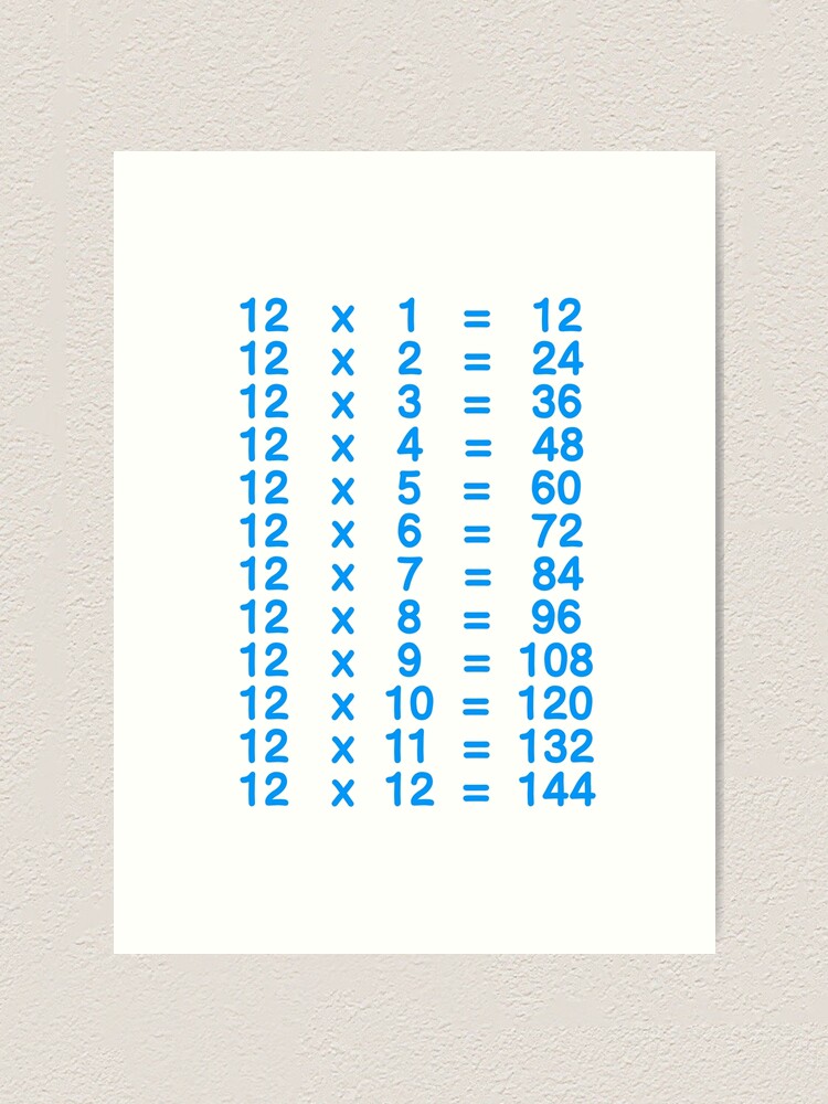 "12 X Table Twelve Times Table Learn Multiplication Tables for Kids ...
