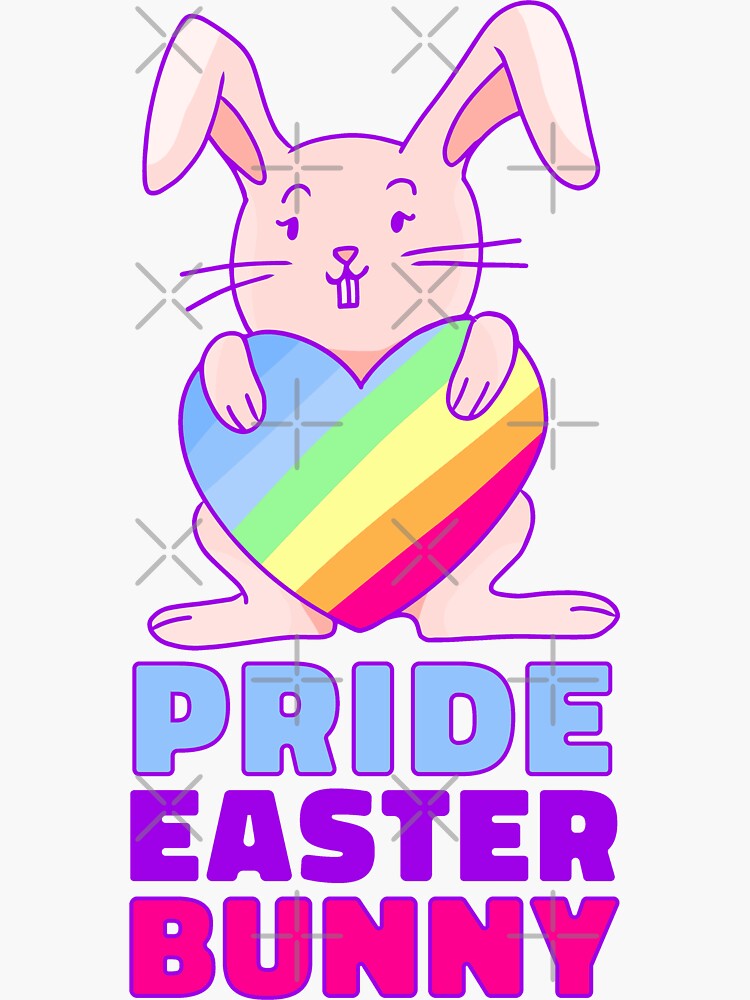 "pride lgbt happy Easter Bunny rabbit rainbow " Sticker by gossiprag ...