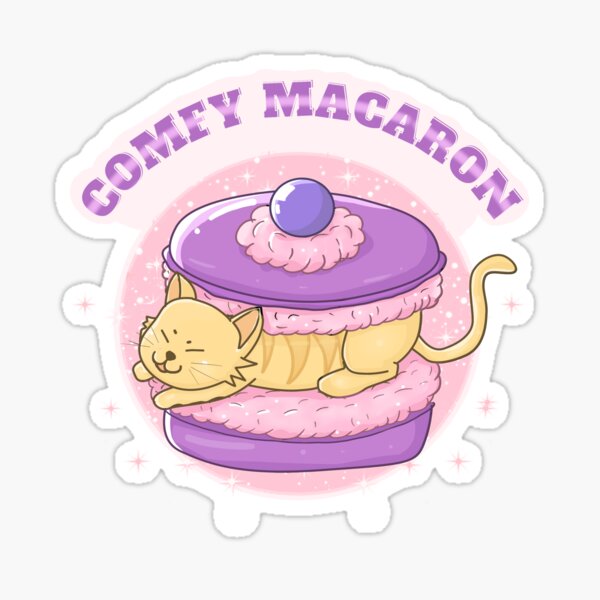 "Cat Sleeping in Macaron Cat Food art" Sticker by Dazai-Closet | Redbubble