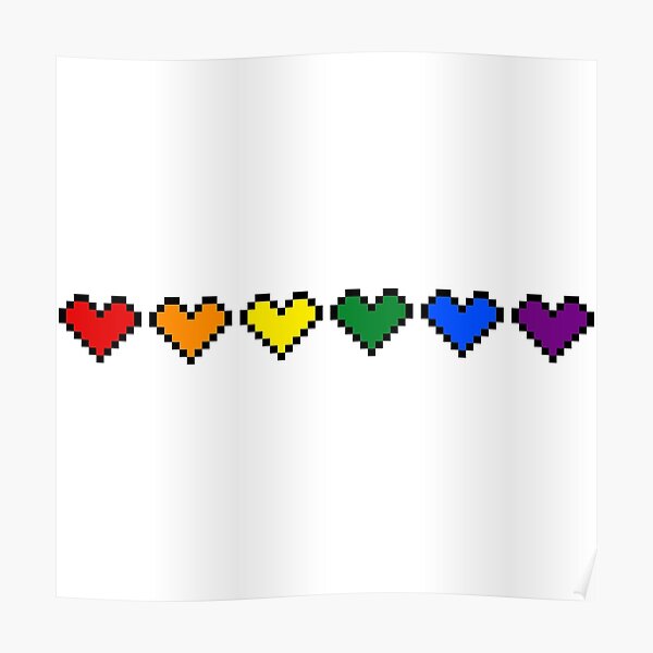 "Rainbow Gay Pride Flag Pixel Hearts" Poster for Sale by Creations-By ...