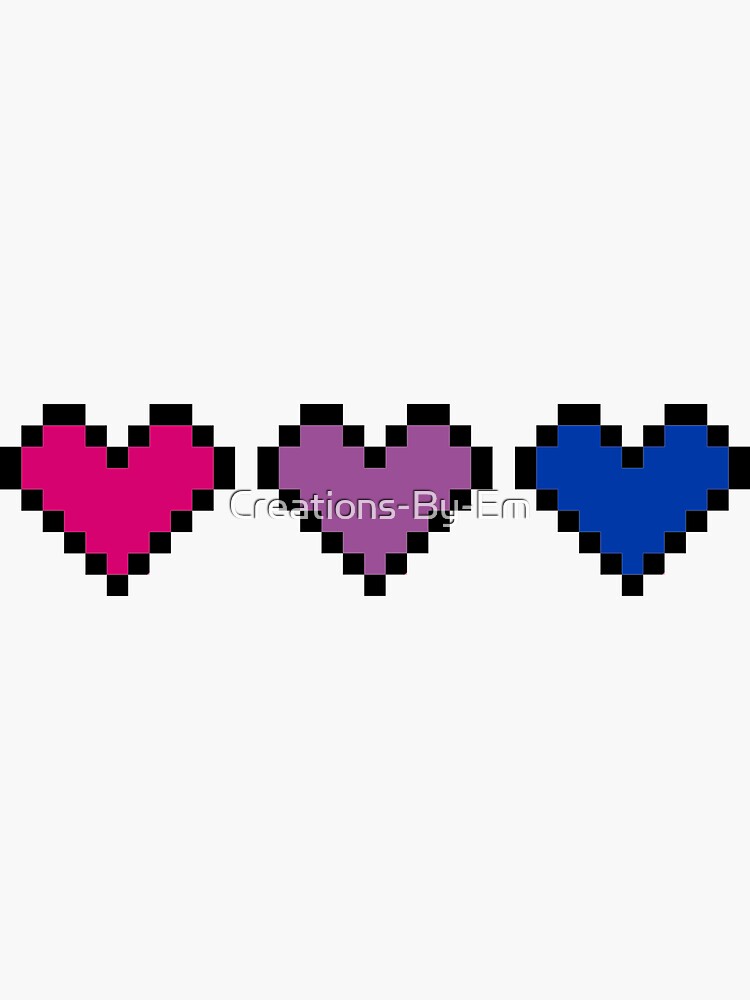 "Bisexual Pride Flag Pixel Hearts" Sticker by Creations-By-Em | Redbubble
