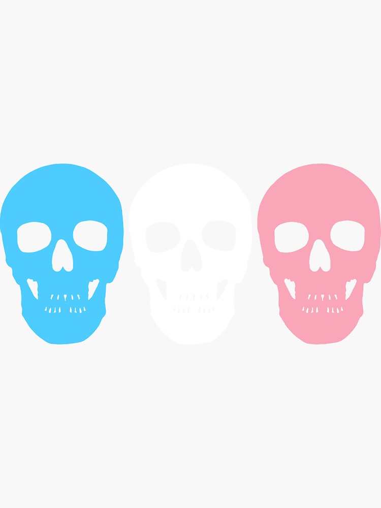 "Trans Flag colors skulls" Sticker by ZLoh | Redbubble