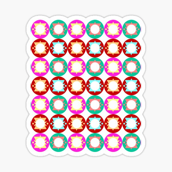 "Abstract Art Pattern Colorful Circles Triangles Donut Shape" Sticker ...