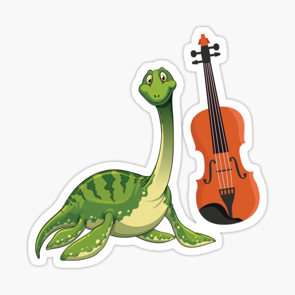 Pegatina «Dinosaurio tocando el violín, divertido buen dinosaurio ...