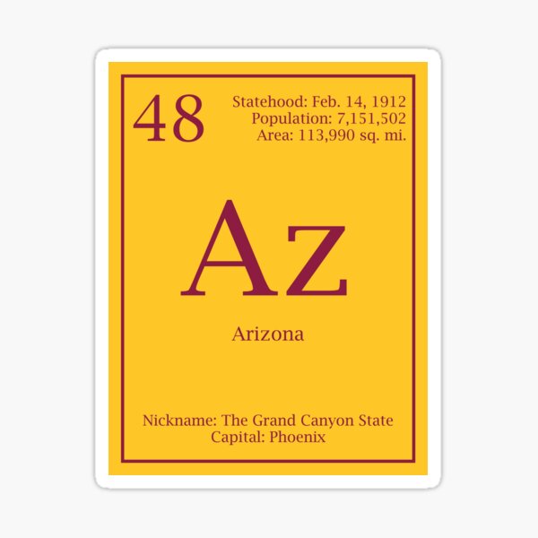 "Periodic Table of States - Tempe, Arizona" Sticker by AVHPrint | Redbubble