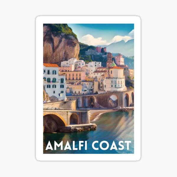 "Amalfi Coast Vintage Travel " Sticker by Quoteeble | Redbubble