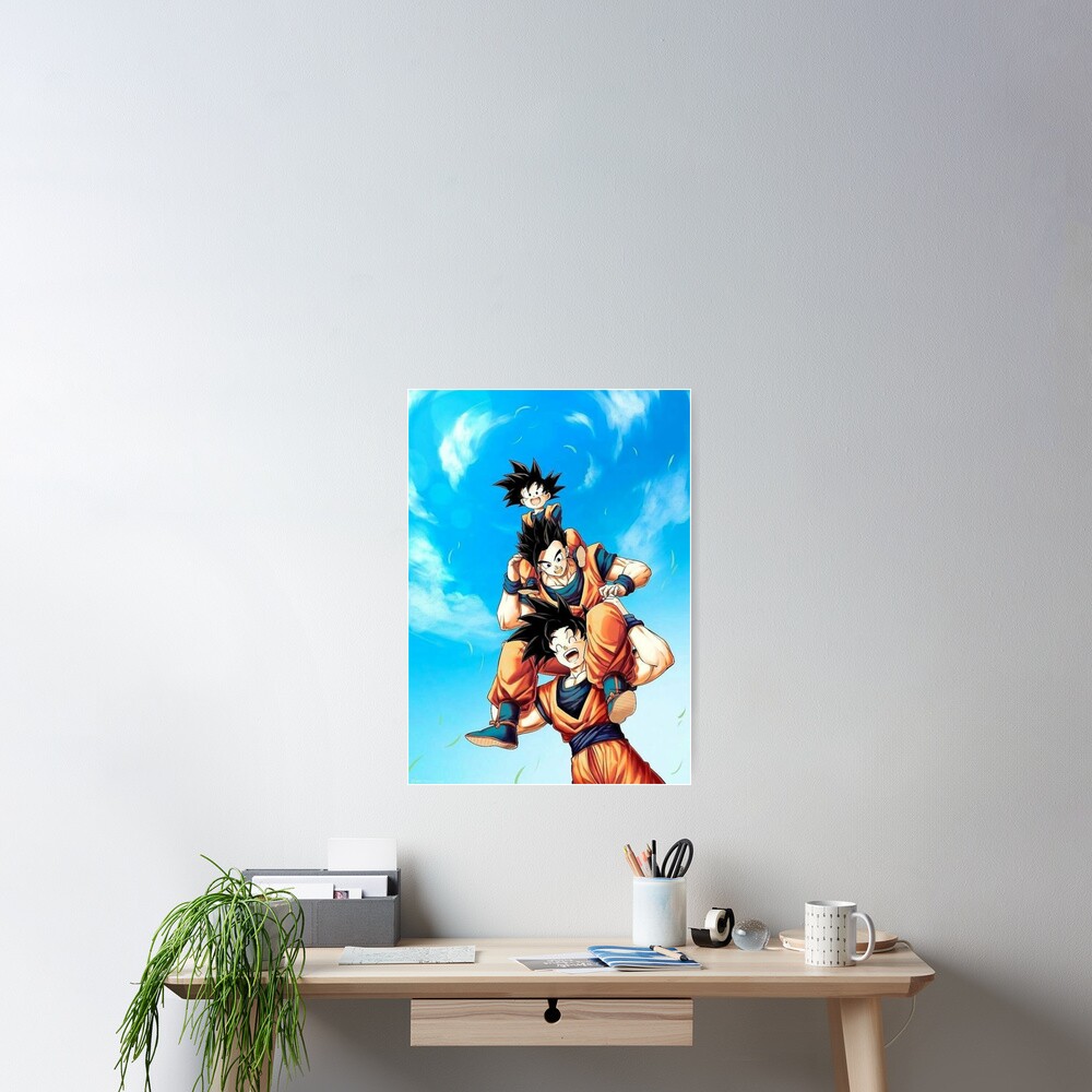 Póster «Su goku y sus hijos en los hombros.» de Otaku-Shopping | Redbubble
