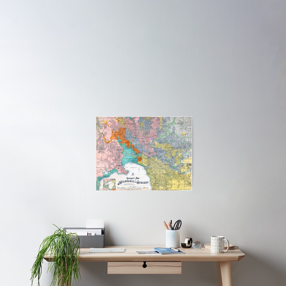 "Antique Geological Melbourne Map" Poster for Sale by mrskittenpants ...
