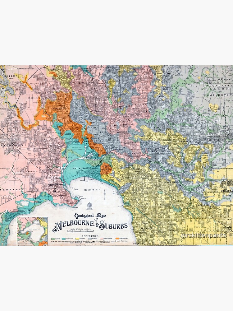 "Antique Geological Melbourne Map" Poster for Sale by mrskittenpants ...