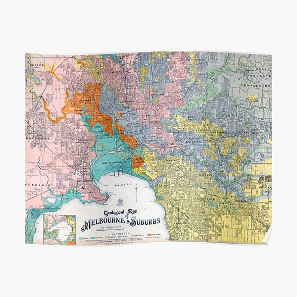 "Antique Geological Melbourne Map" Poster for Sale by mrskittenpants ...