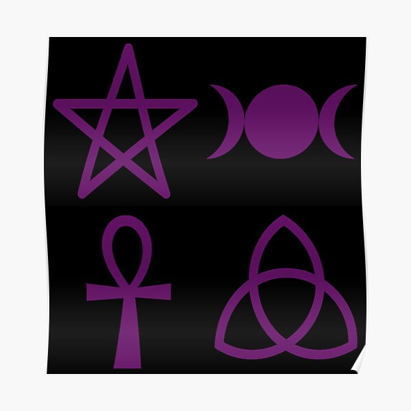 "Purple - Pagan Symbols - Wiccan Symbols - Stickers Shirts - Goth ...