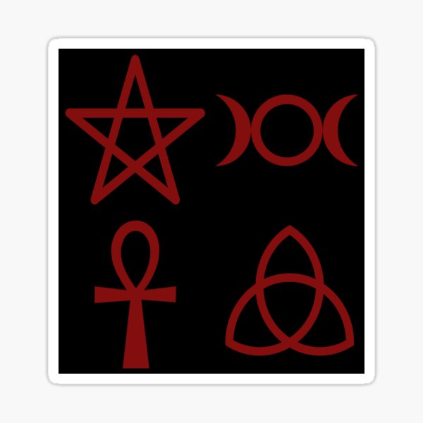 "Red Pagan Symbols - Wiccan Symbols - Stickers Shirts - Goth Fashion ...