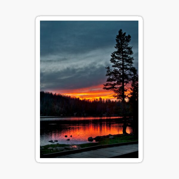 "Mirror Lake Sunset" Sticker for Sale by valentina9 | Redbubble