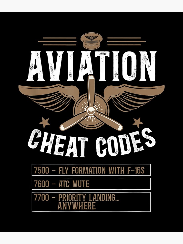 "Airplane Pilot Vintage Aviation Cheat Codes 7500 Fly " Poster for Sale ...