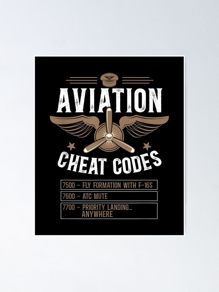 "Airplane Pilot Vintage Aviation Cheat Codes 7500 Fly " Poster for Sale ...