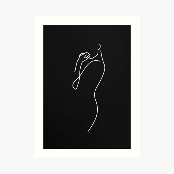 "Simple One Line Female Body Artwork Black And White Sketch " Art Print ...