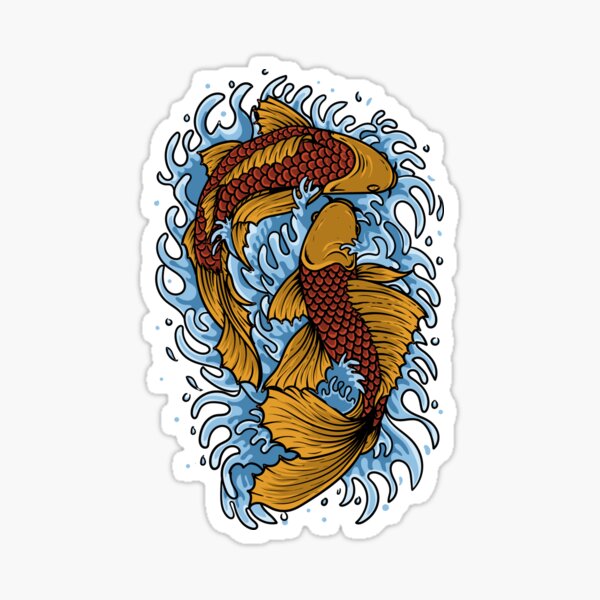 "Two Koi Fish Japanese Style" Sticker for Sale by Kamaruj | Redbubble