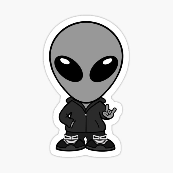 "Alien Holding Up 'Rock On' Hand Sign " Sticker for Sale by ...