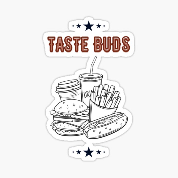"TASTE BUDS podcast - cool junk food design" Sticker for Sale by ...
