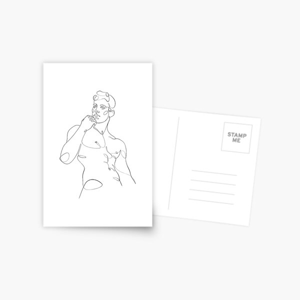 "Male body form line drawing, minimalist erotic man " Postcard by ...