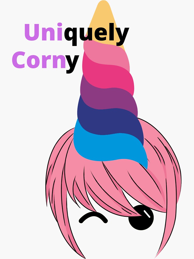 "Uniquely Corny" Sticker by CecyE | Redbubble