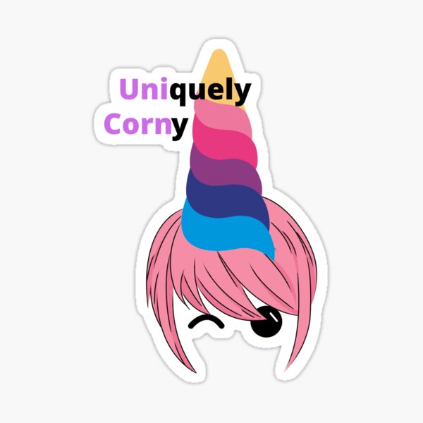 "Uniquely Corny" Sticker by CecyE | Redbubble