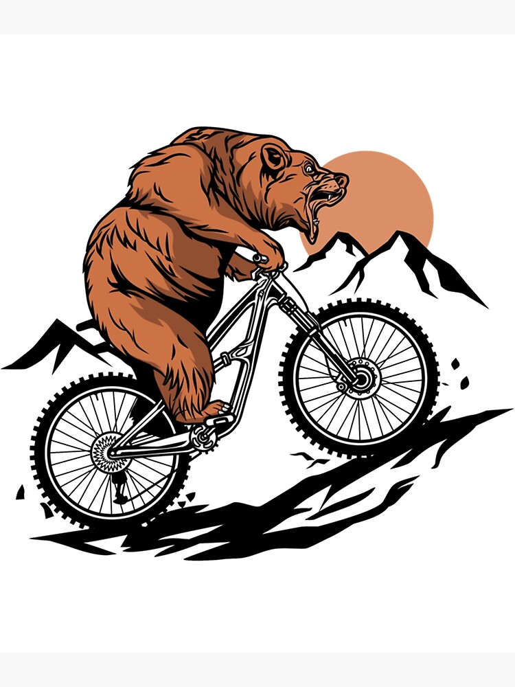 "Biker Bear Mountain Bike " Poster for Sale by RudeMonsters | Redbubble