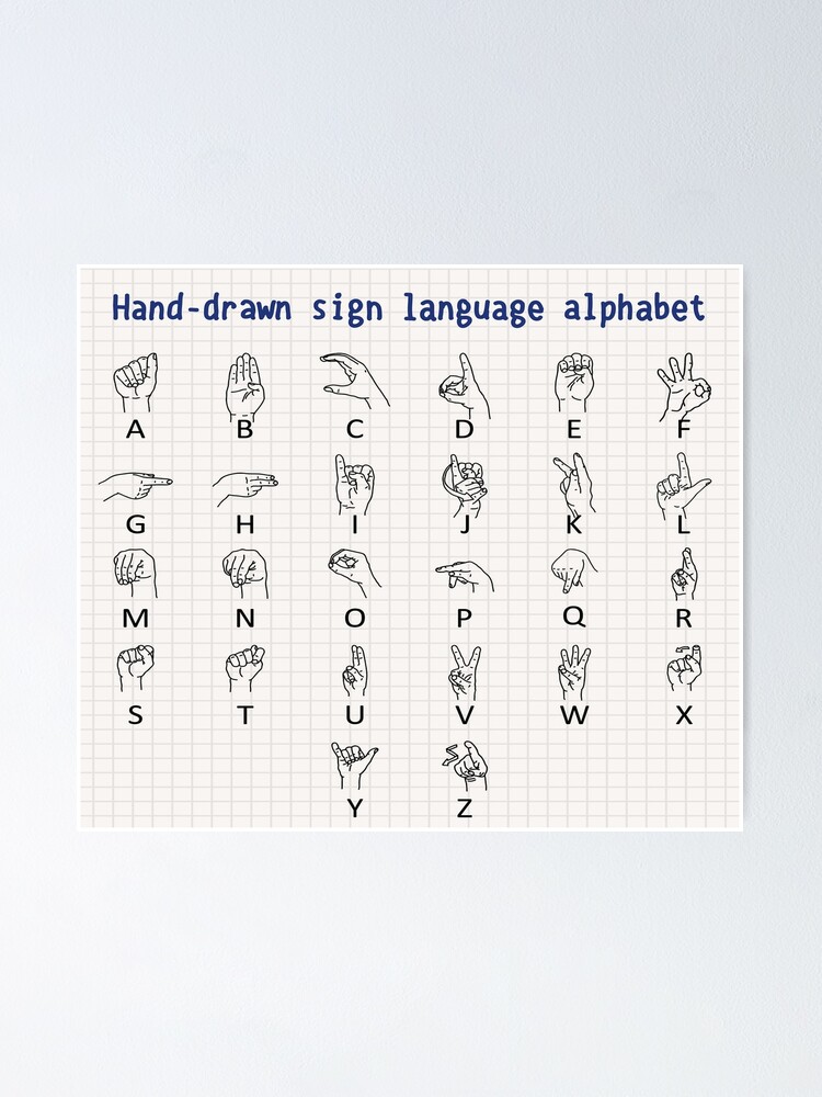 "Hand drawn sign language alphabet" Poster for Sale by MatildaWatson ...