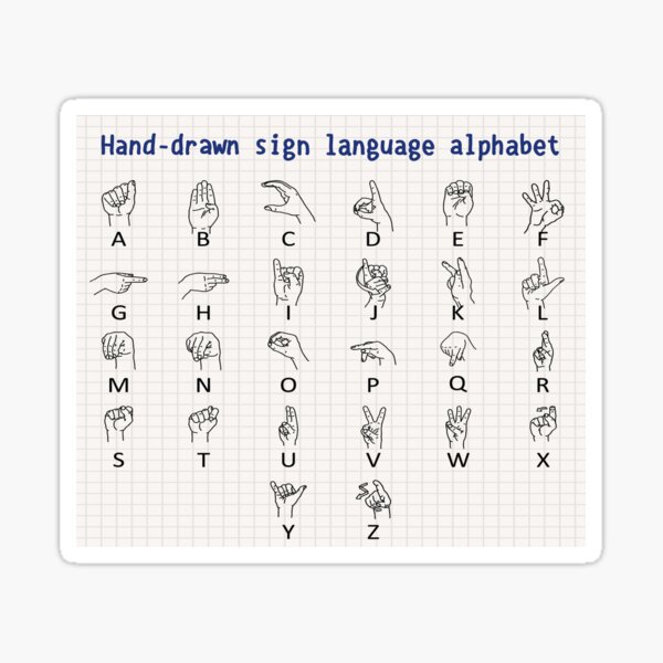 "Hand drawn sign language alphabet" Sticker for Sale by MatildaWatson ...