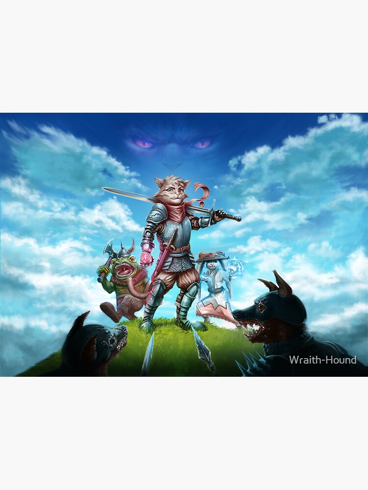 "Mog Knight - Cat Warrior - Wide Prints" Sticker by Wraith-Hound ...