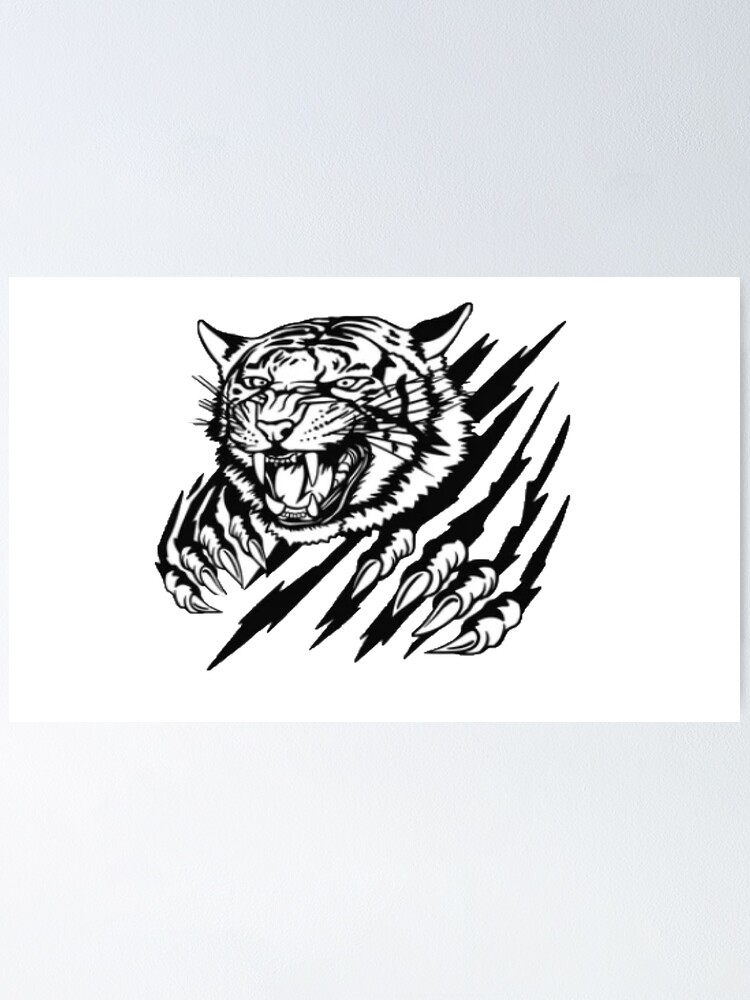 "Black and white tiger ripped claw" Poster for Sale by abcplayer2 ...